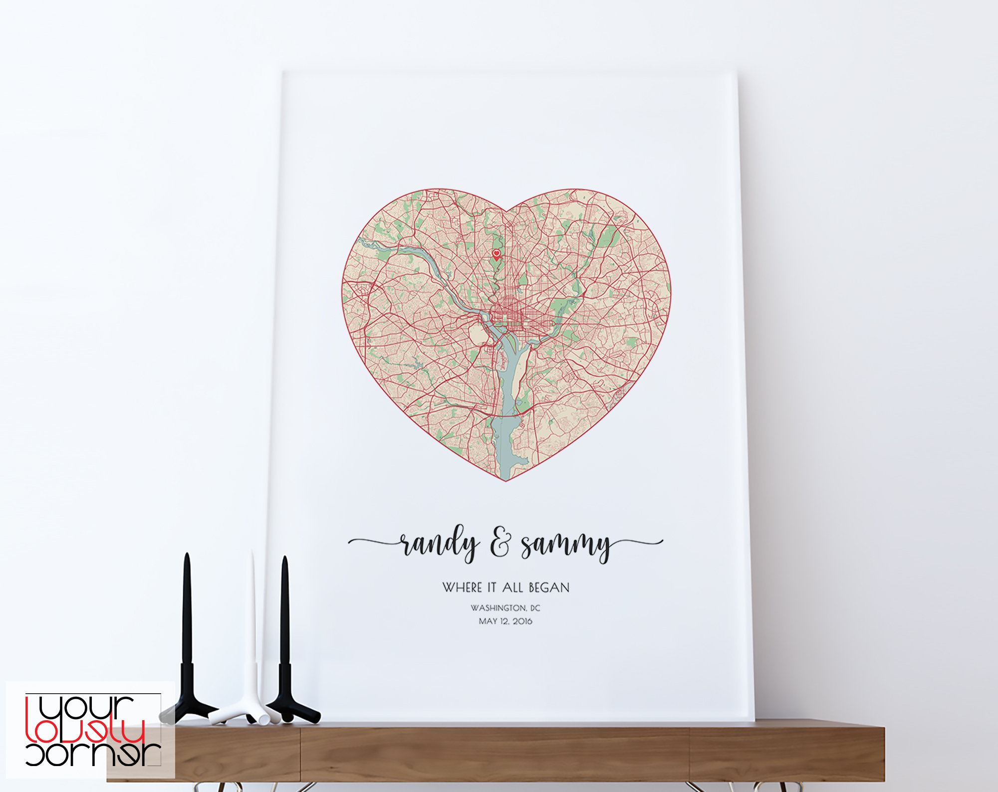 Where We Met Map Print Custom Heart Map DIGITAL Personalized - Etsy