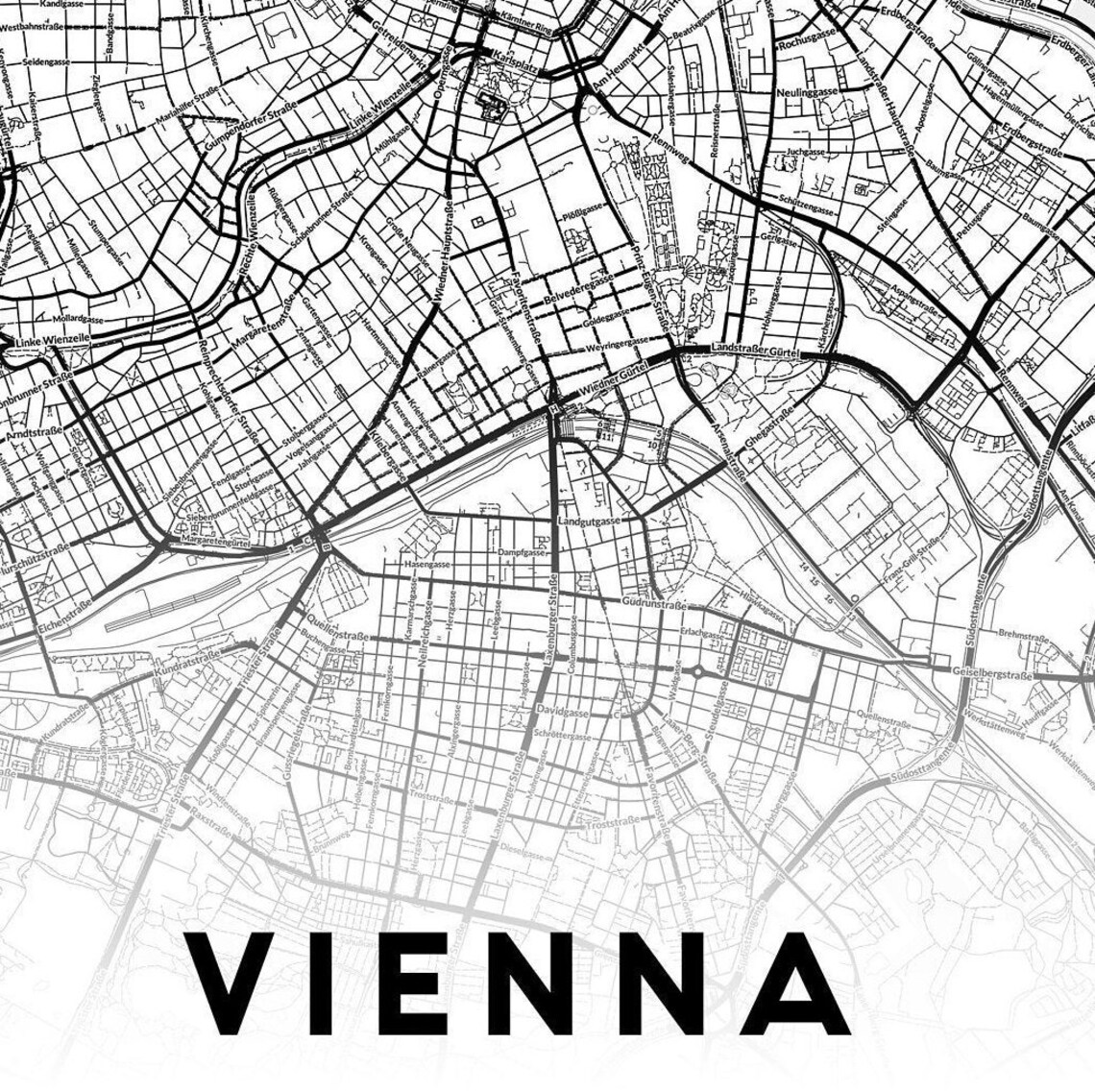 Vienna Map Print Vienna Map Gift Vienna City Map Wall Art | Etsy