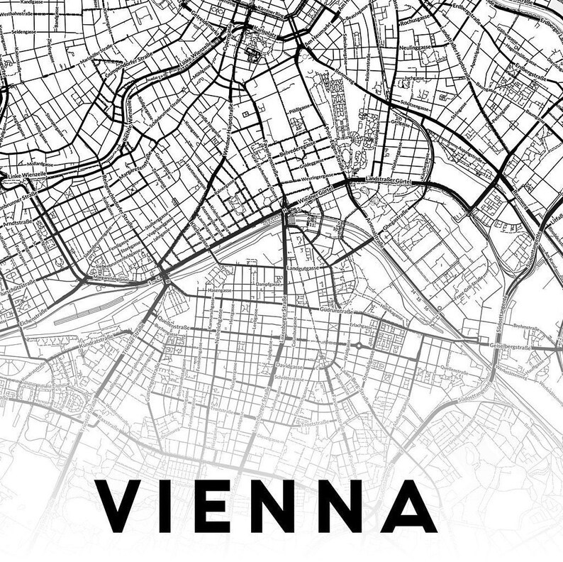Vienna Map Print Vienna Map Gift Vienna City Map Wall Art | Etsy