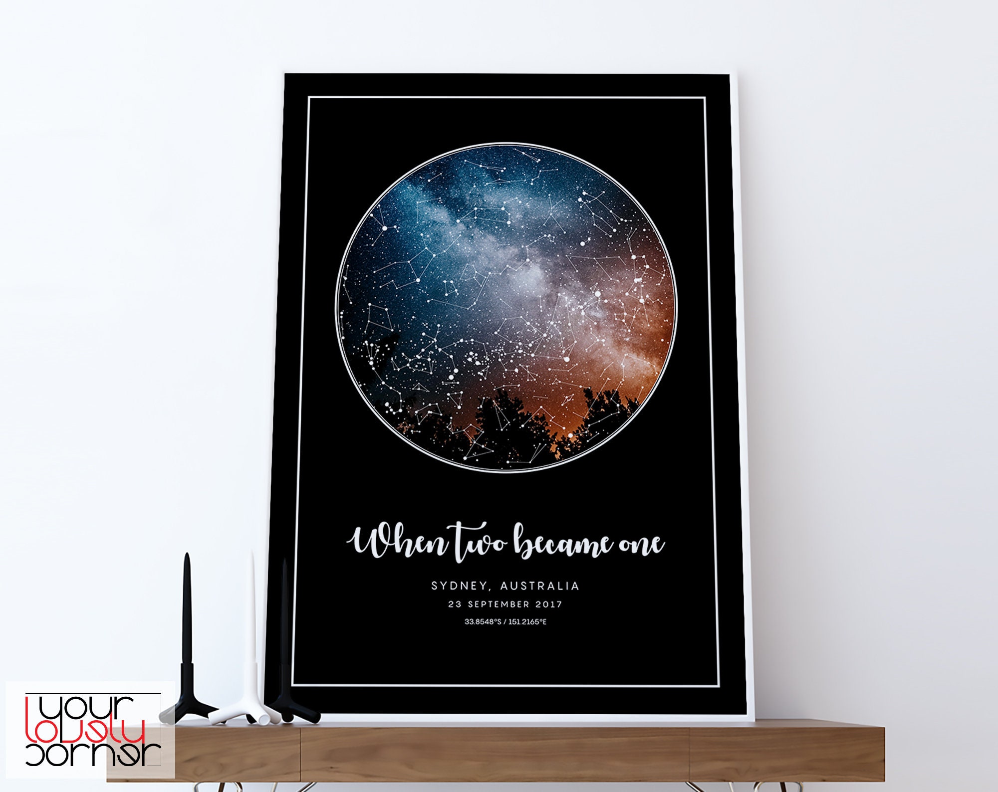 Custom Star Map Print Night Sky Print Star Map By Date Etsy