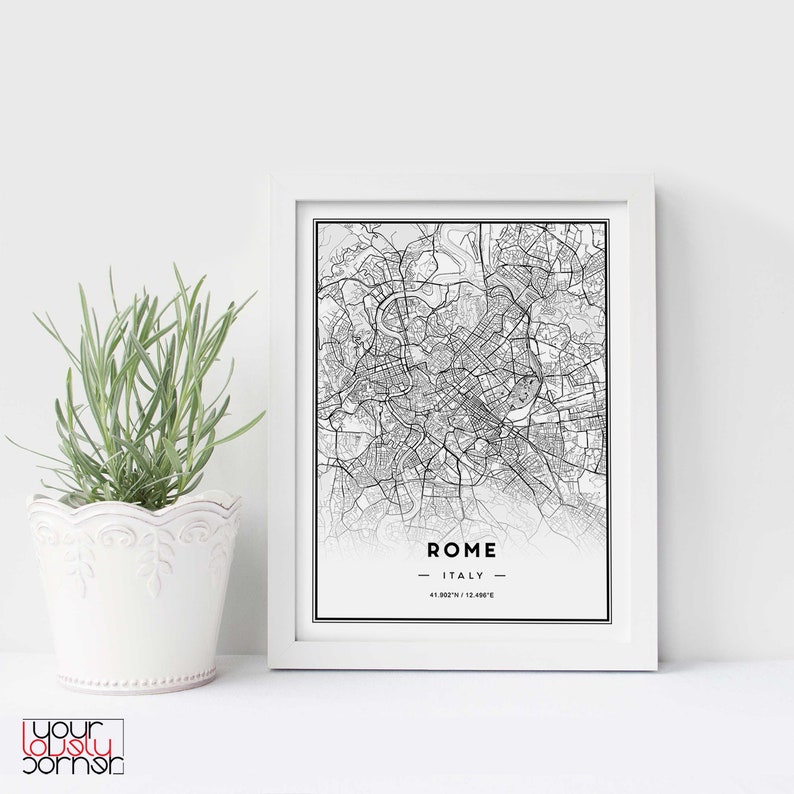 Rome Map Print Rome City Map Print Rome Map Poster - Etsy