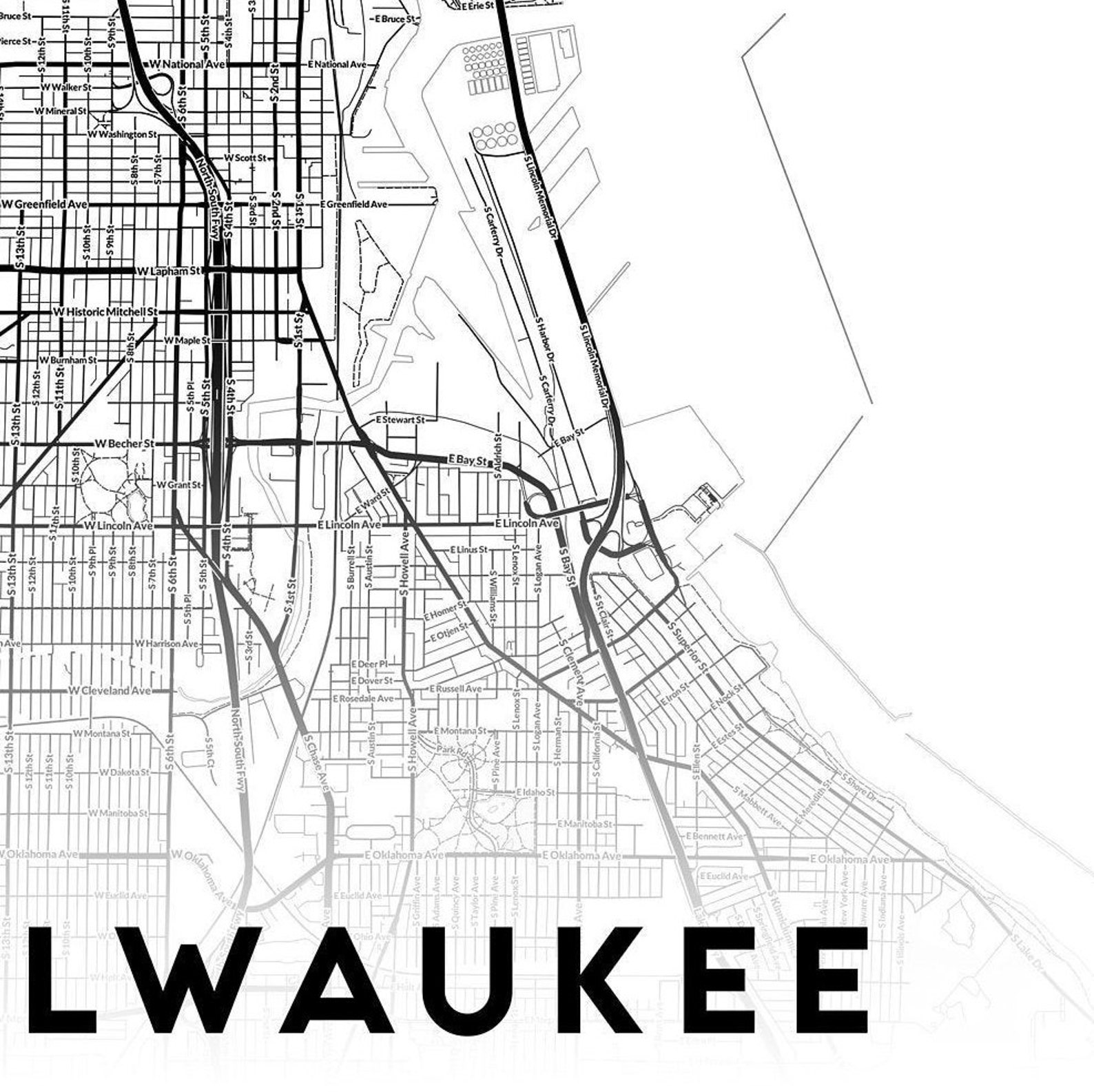 Milwaukee Poster Milwaukee Map Print Milwaukee Map Art | Etsy