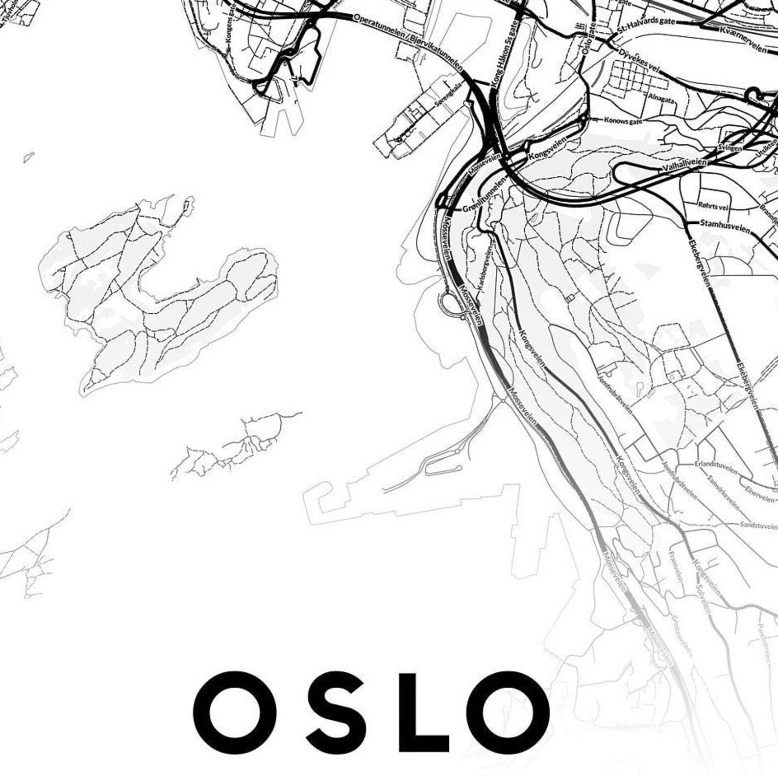 Oslo Map Print: Detailed Street Map Wall Art (digital Download) - Etsy