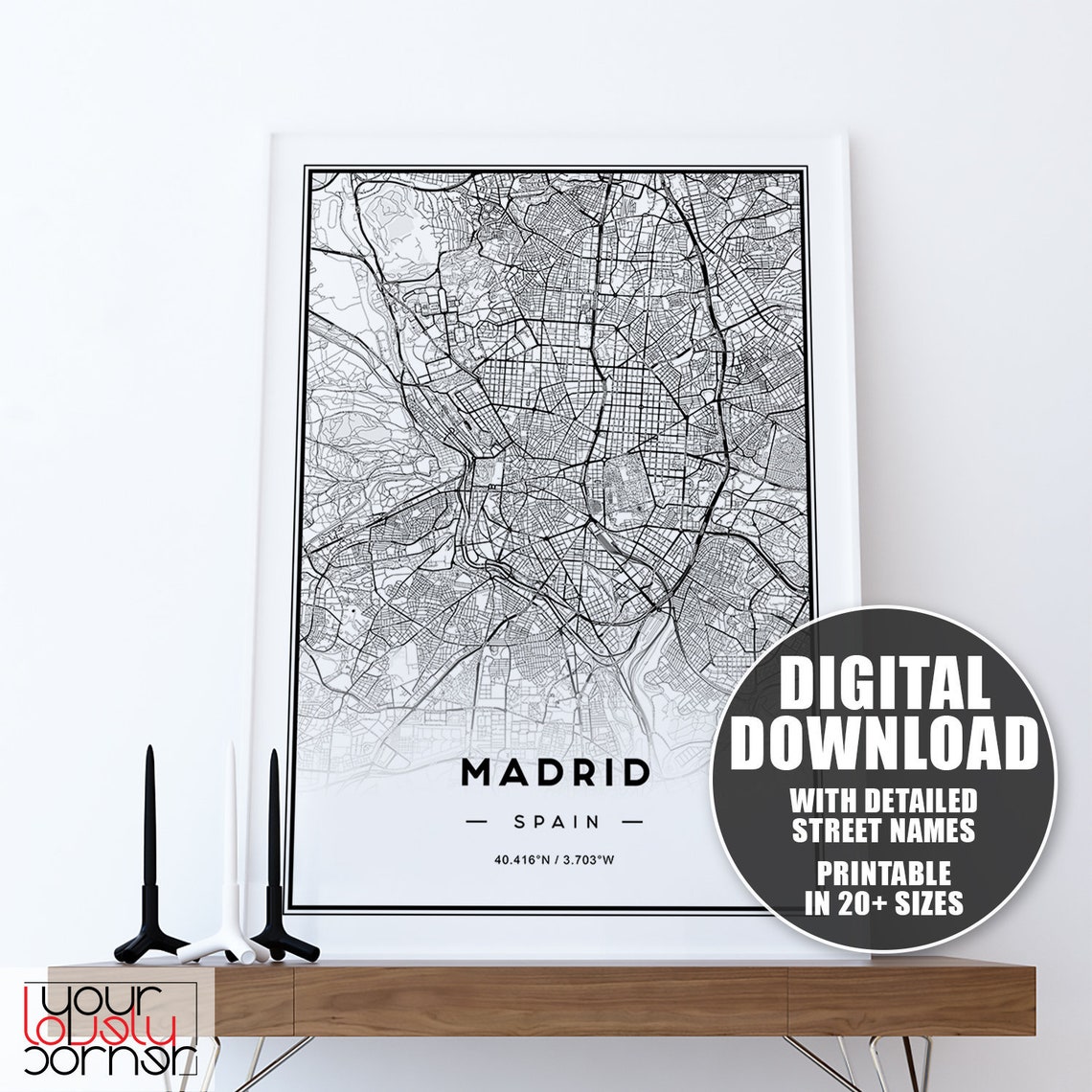 Madrid Map Print Printable Map of Madrid Madrid City Map - Etsy