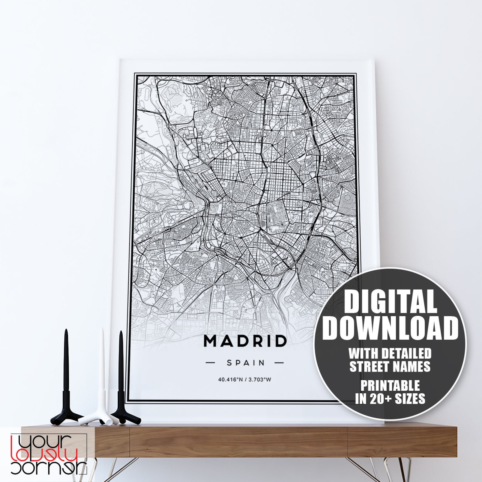 Madrid Map Print Printable Map of Madrid Madrid City Map - Etsy