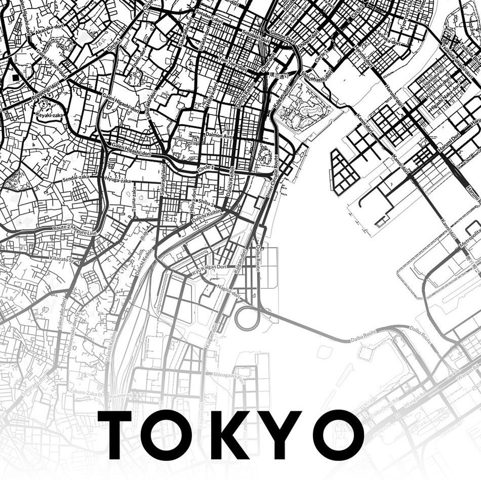Tokyo Map Print Tokyo Travel Poster Tokyo Map Wall Art | Etsy