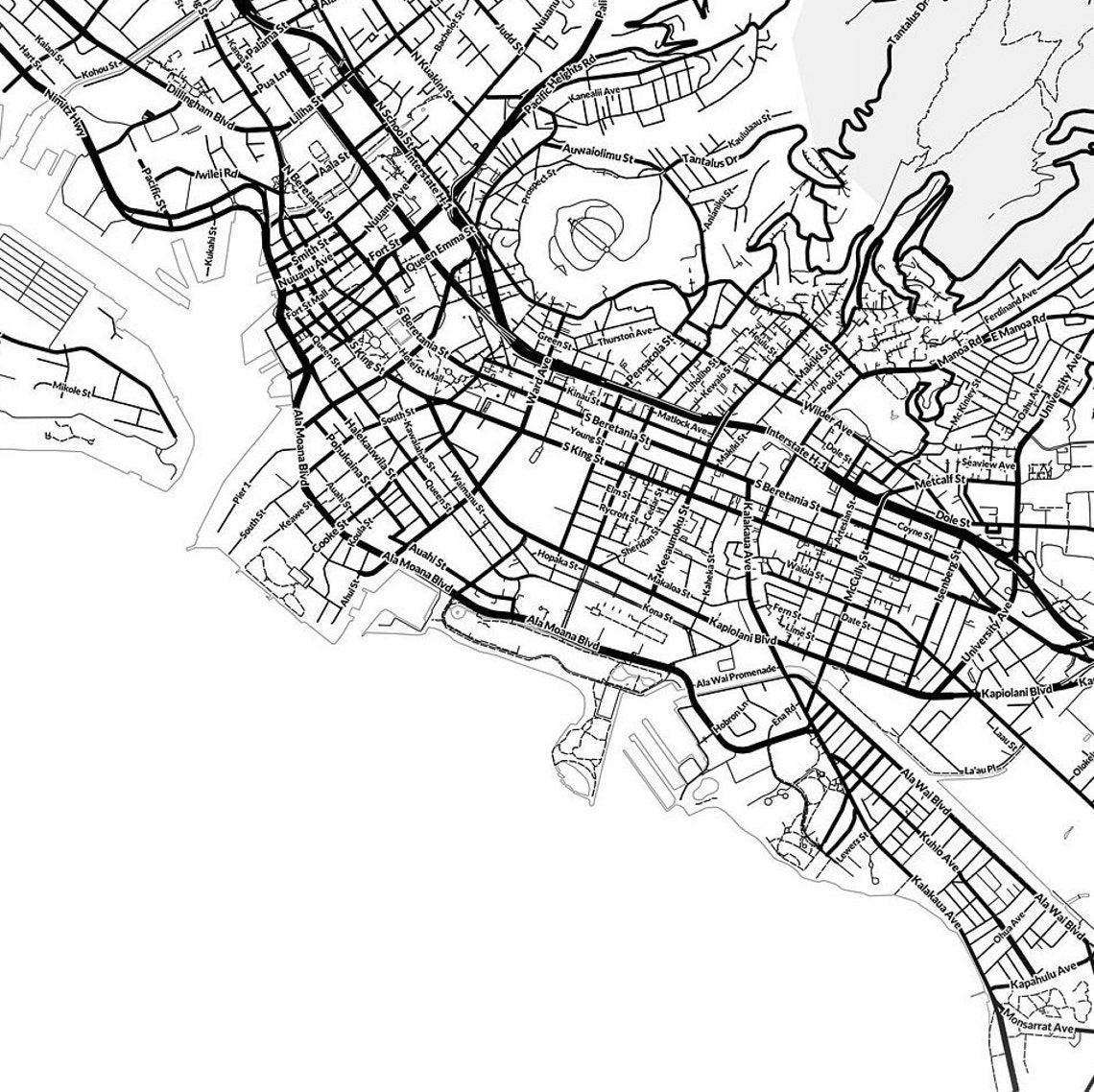 Honolulu Map Print Map of Honolulu City Poster Honolulu City - Etsy