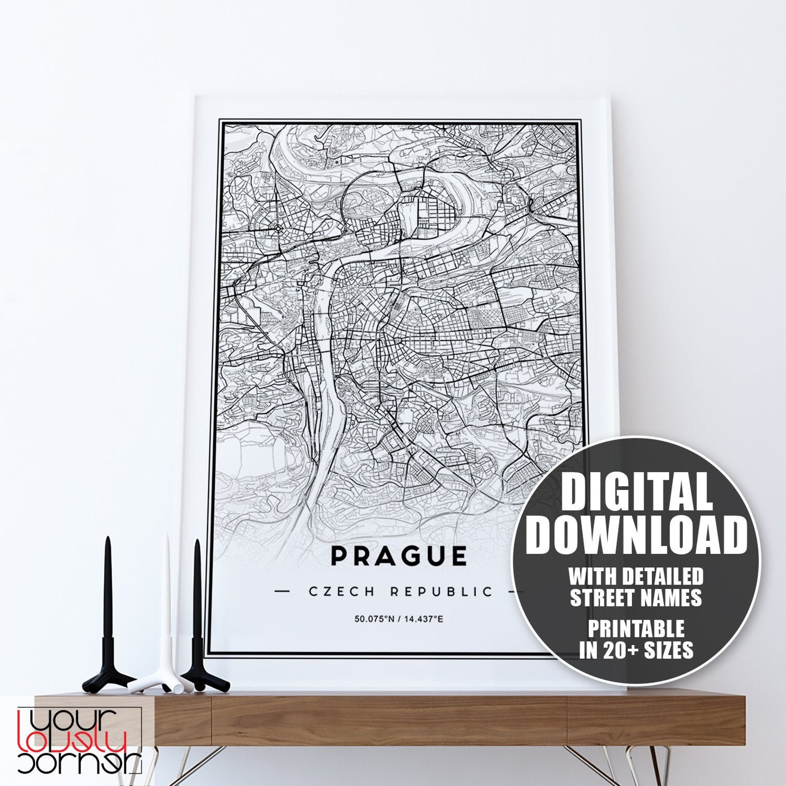 Prague Map Print Prague Map Gift Prague Map Poster | Etsy