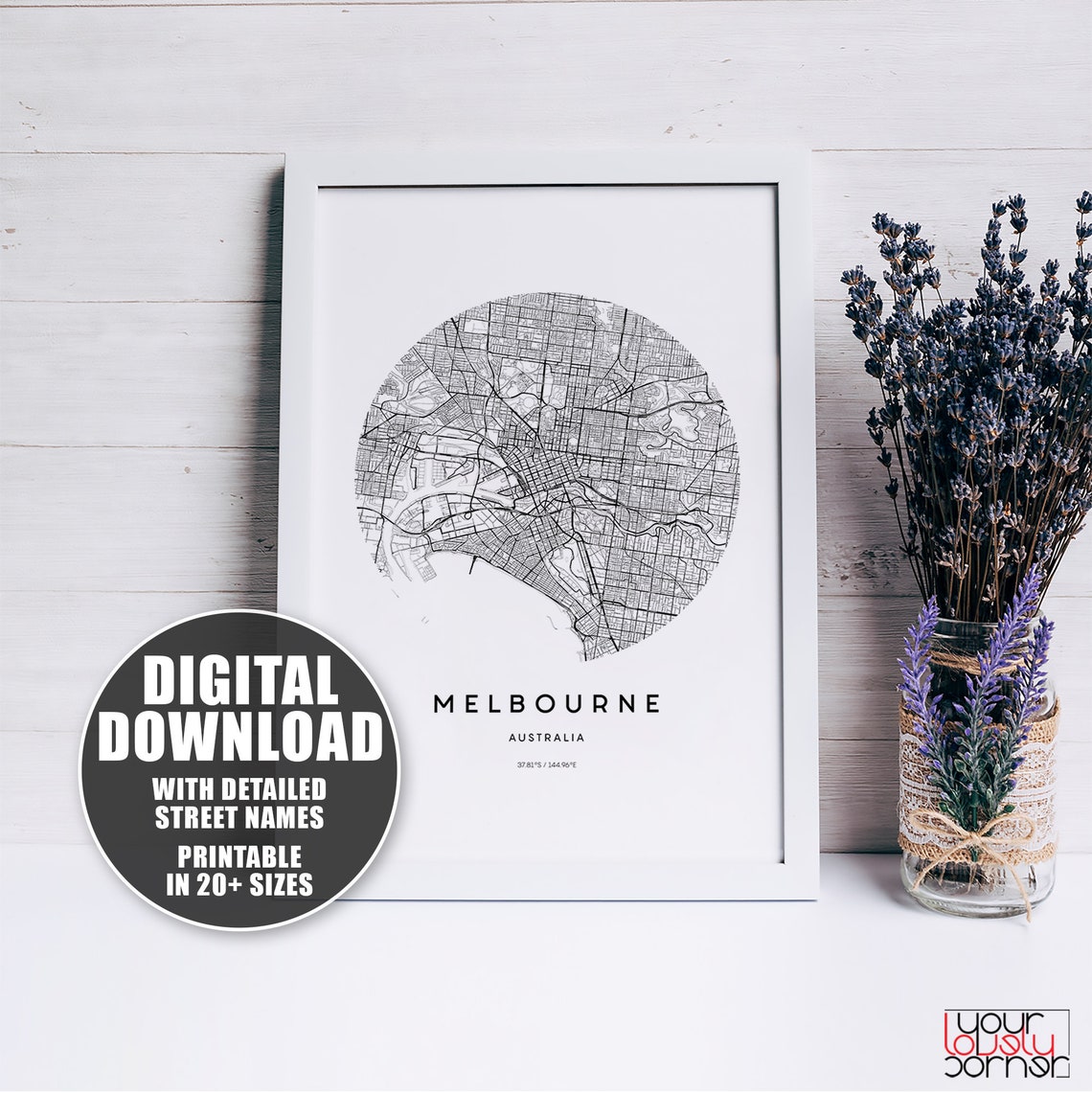 Melbourne City Map Printable Wall Art Printable City Map of - Etsy