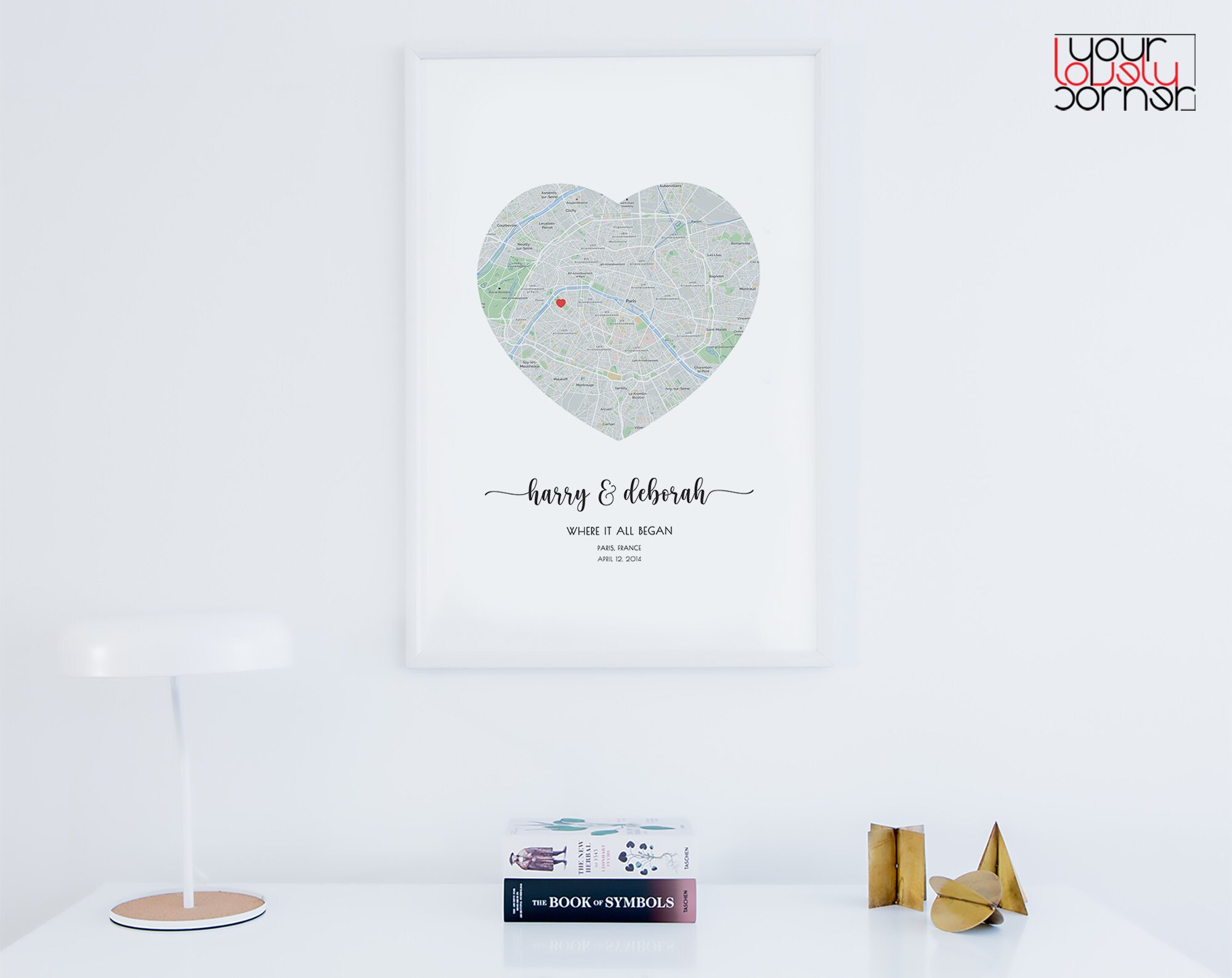 Personalized Heart Map Print Anniversary Gift For Couple | Etsy