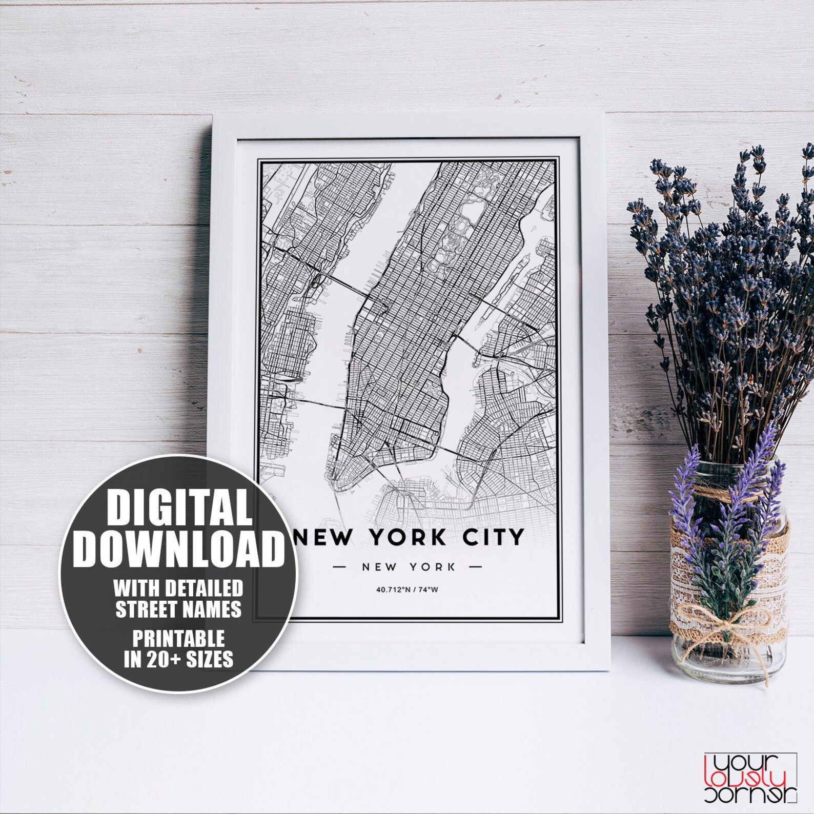 New York City Map Print Manhattan Map Wall Art Map of New - Etsy