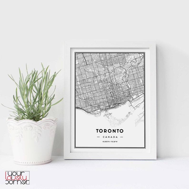 Toronto Map Print Printable Map Of Toronto Wall Art Toronto | Etsy