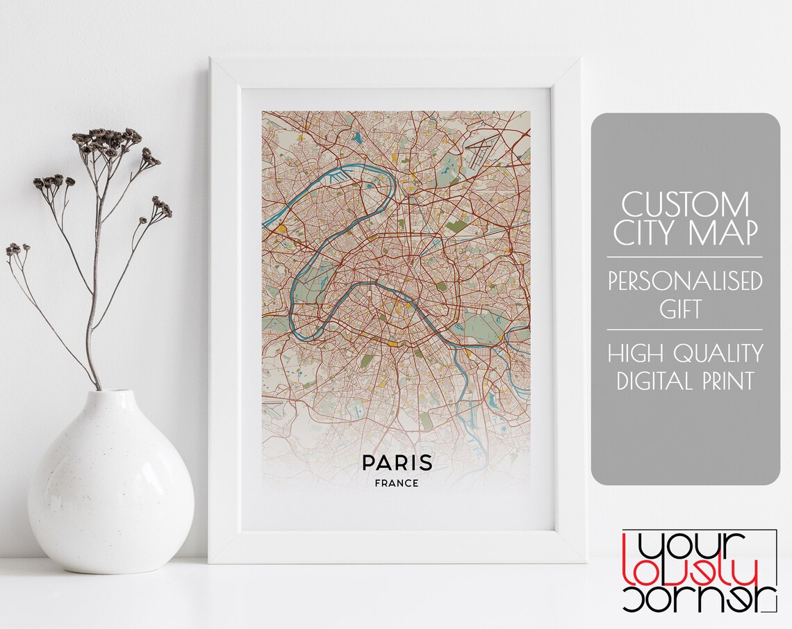 Custom City Map Print Custom Map Personalized Print - Etsy