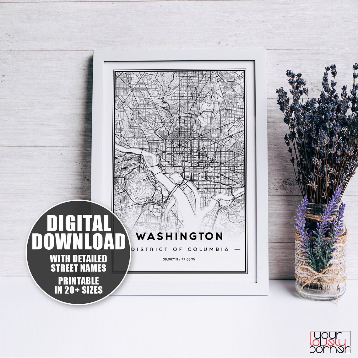 Washington DC Map Print Washington Map Poster Printable Map - Etsy
