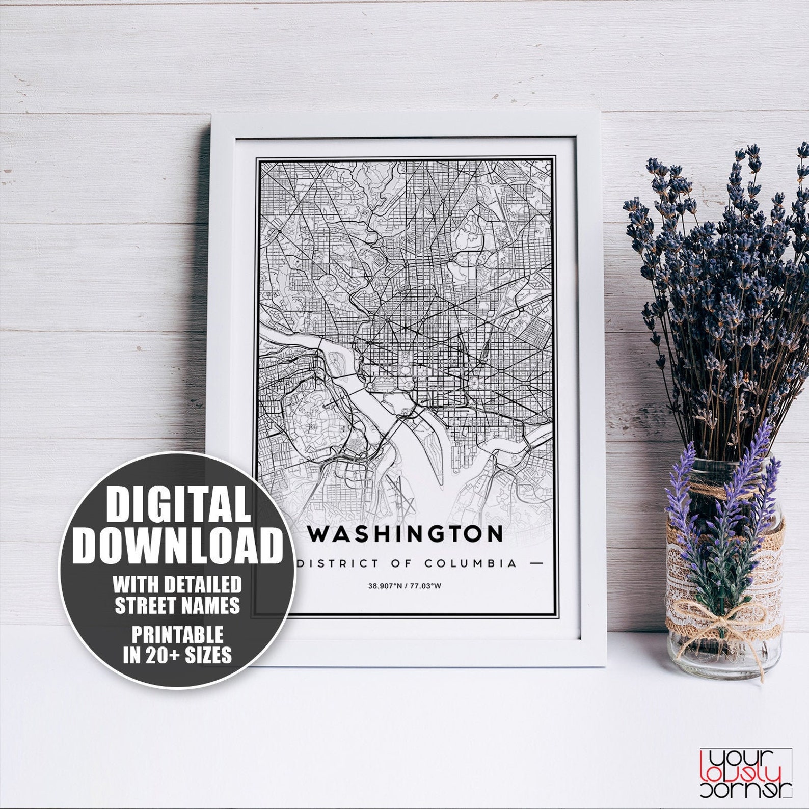 Washington DC Map Print Washington Map Poster Printable Map - Etsy