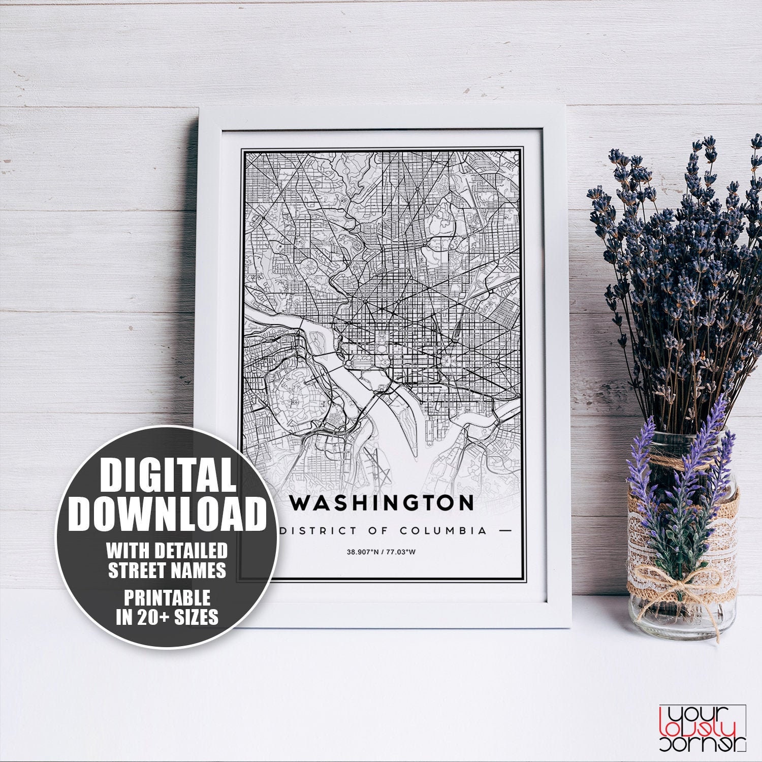 Washington DC Map Print Washington Map Poster Printable Map - Etsy
