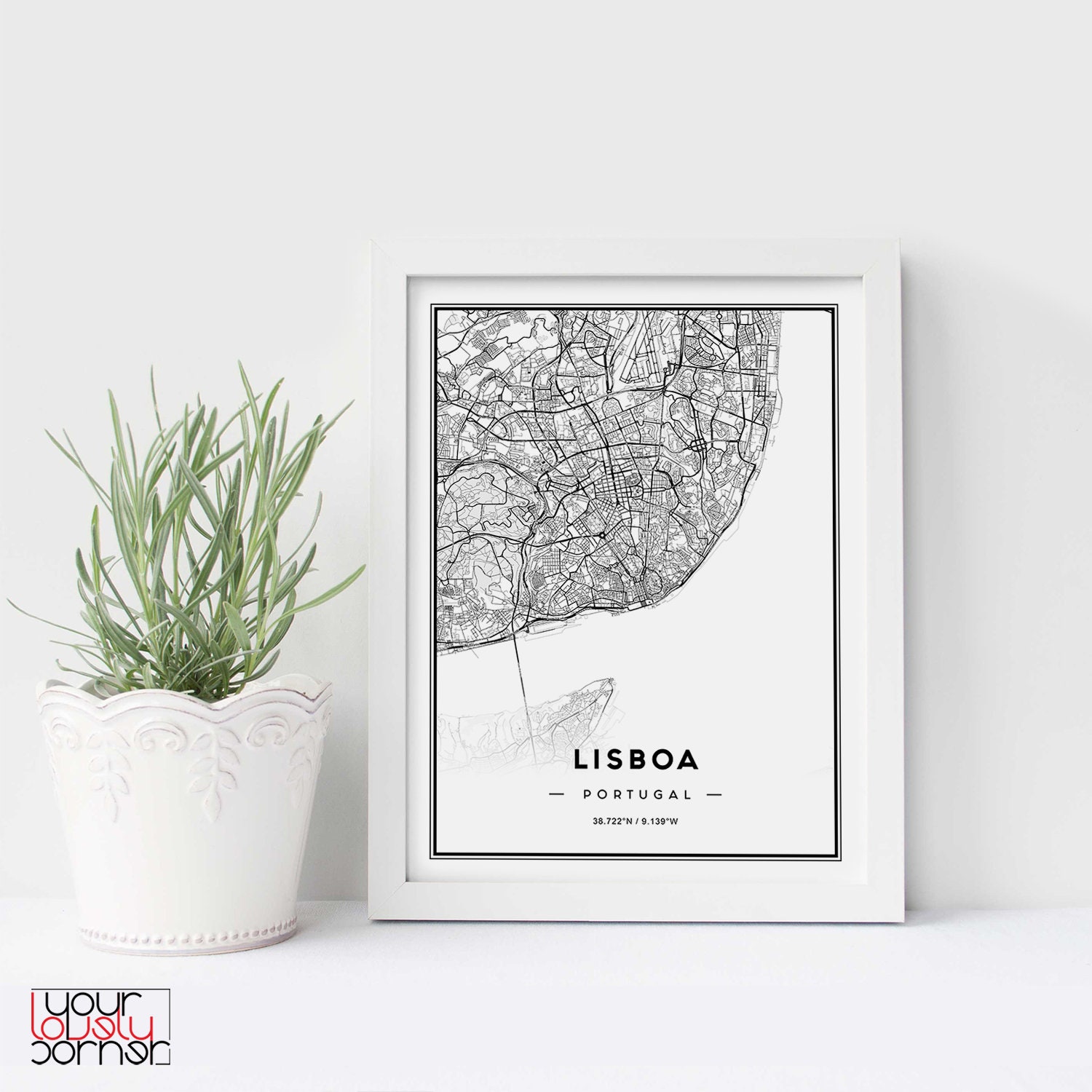 Lisbon Map Print Lisbon Map Wall Art Printable Map Of | Etsy