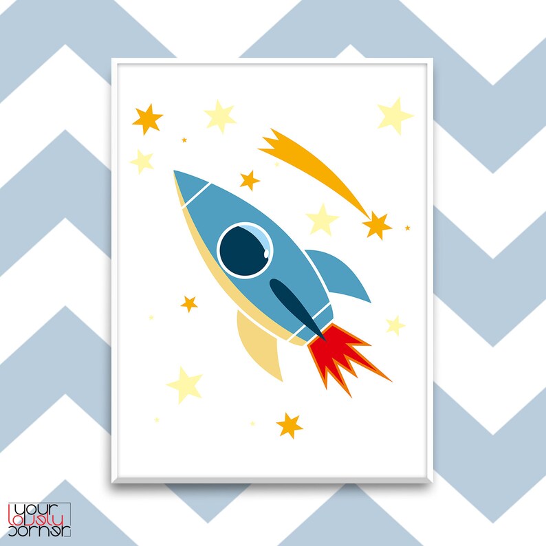 Outer Space Nursery Wall Art Rocket Ship Set of 2 Kids - Etsy