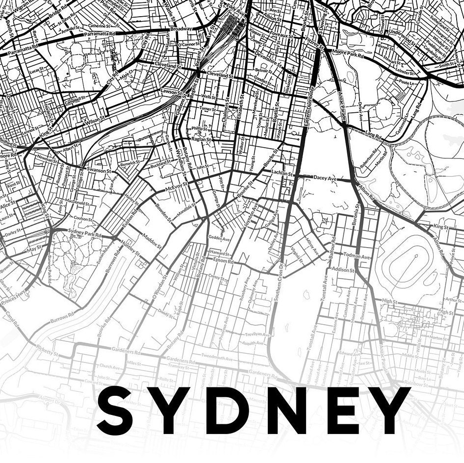 Sydney Map Print Sydney City Map Wall Art Printable Map of - Etsy