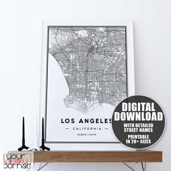 Los Angeles Map Print LA Map Print Map of Los Angeles Los | Etsy
