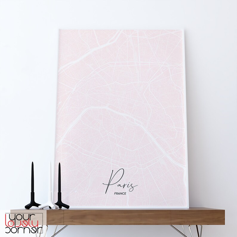 Blush Pink Peony & Paris Map Print Set: Fashion Gallery Wall Art ...