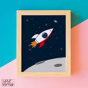 Rocket Ship Print. Outer Space Print. Nursery Set of 2 Pictures ...