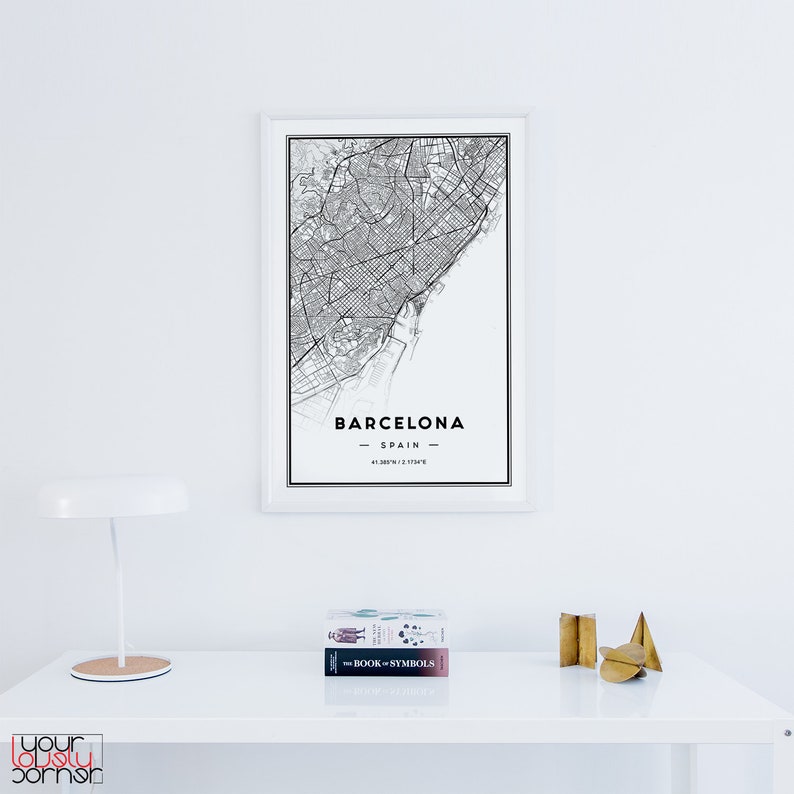 Barcelona Map Print Printable Map of Barcelona Wall Art - Etsy