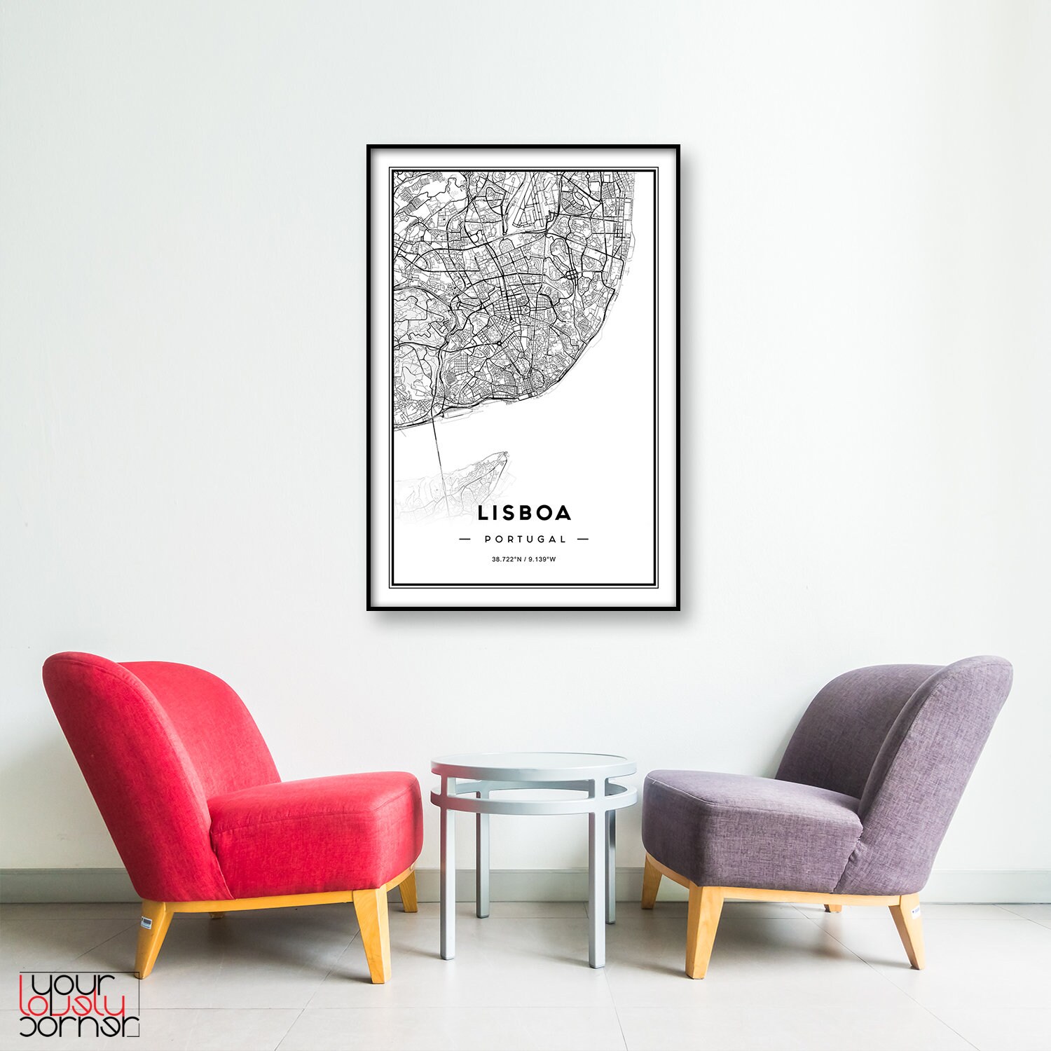 Lisbon Map Print Lisbon Map Wall Art Printable Map Of | Etsy
