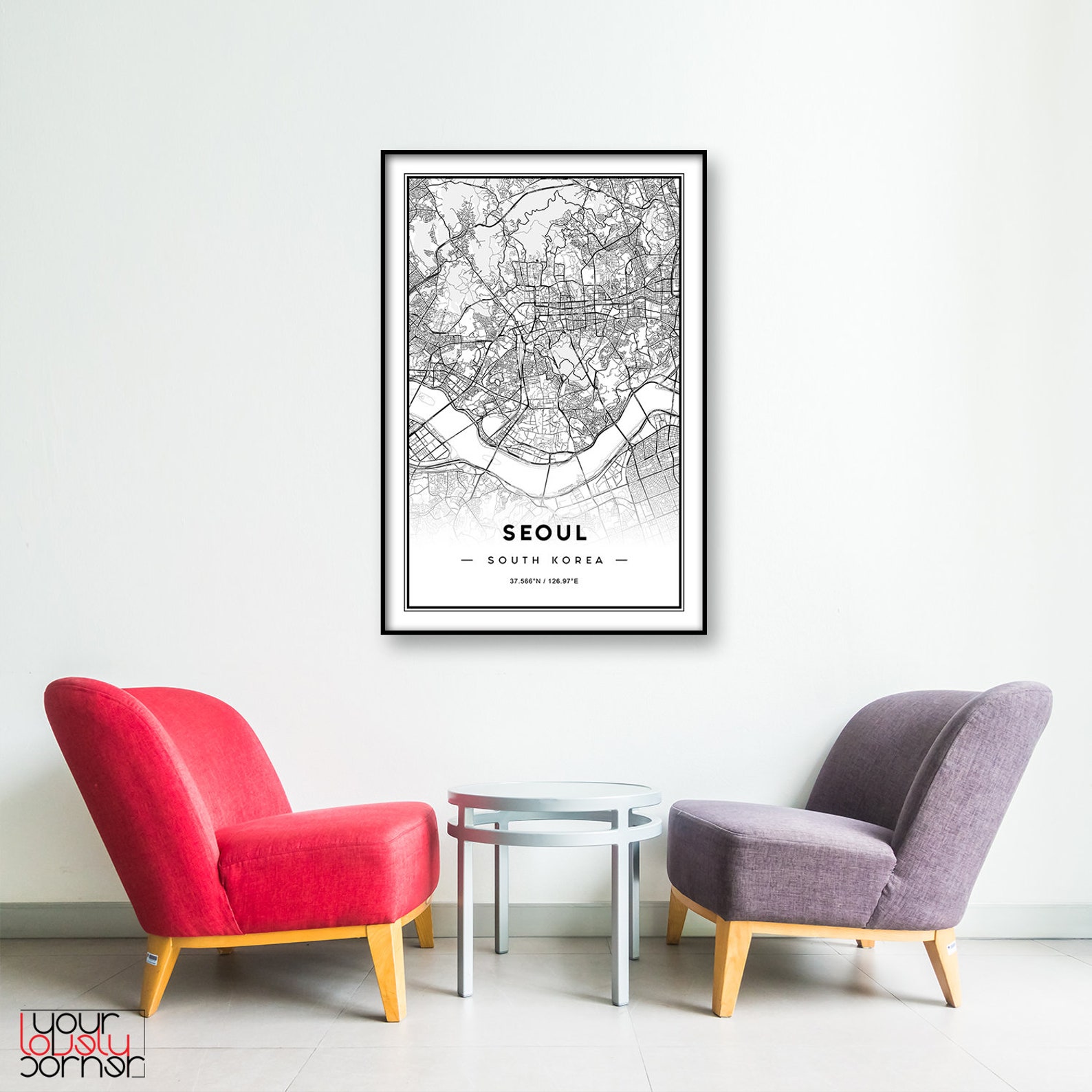Seoul Map Print Seoul Maps Art Printable Map of Seoul Wall | Etsy