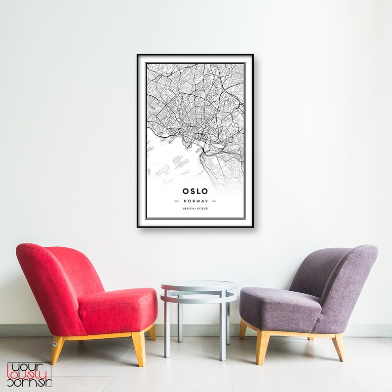 Oslo Map Print Oslo Map Gift Oslo City Map Print Oslo Map - Etsy