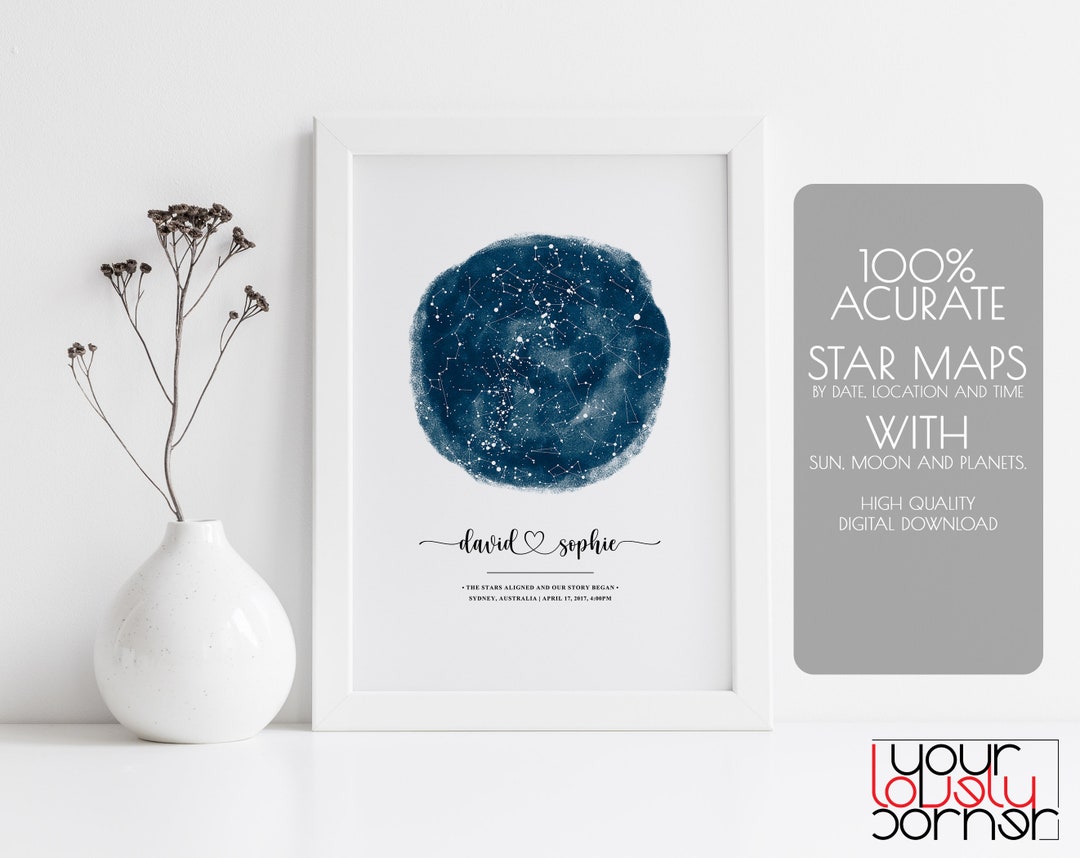 Wedding Night Star Map | Celestial Wedding Gift | Constellation Map ...