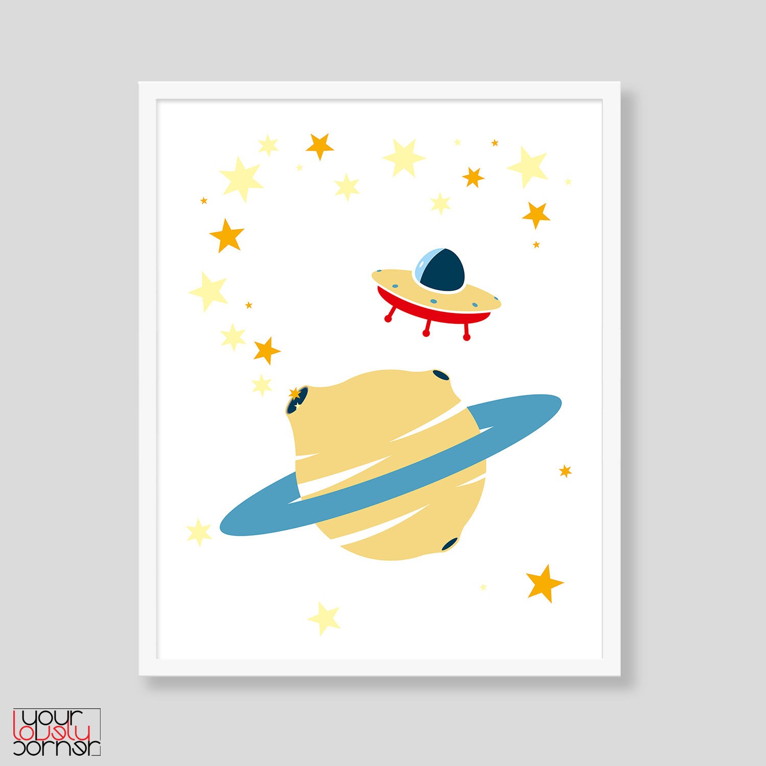 Outer Space Nursery Wall Art Rocket Ship Set of 2 Kids | Etsy