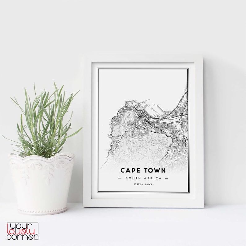Cape Town Map Print Cape Town Map Art Printable Map of Cape - Etsy