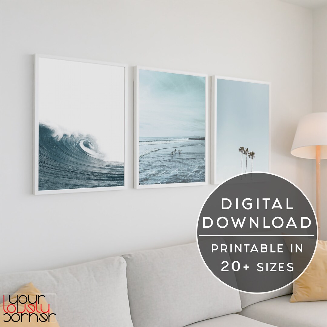 Coastal Print Set of 3, Wave Print, Surf Print, Ocean Print, Beach ...