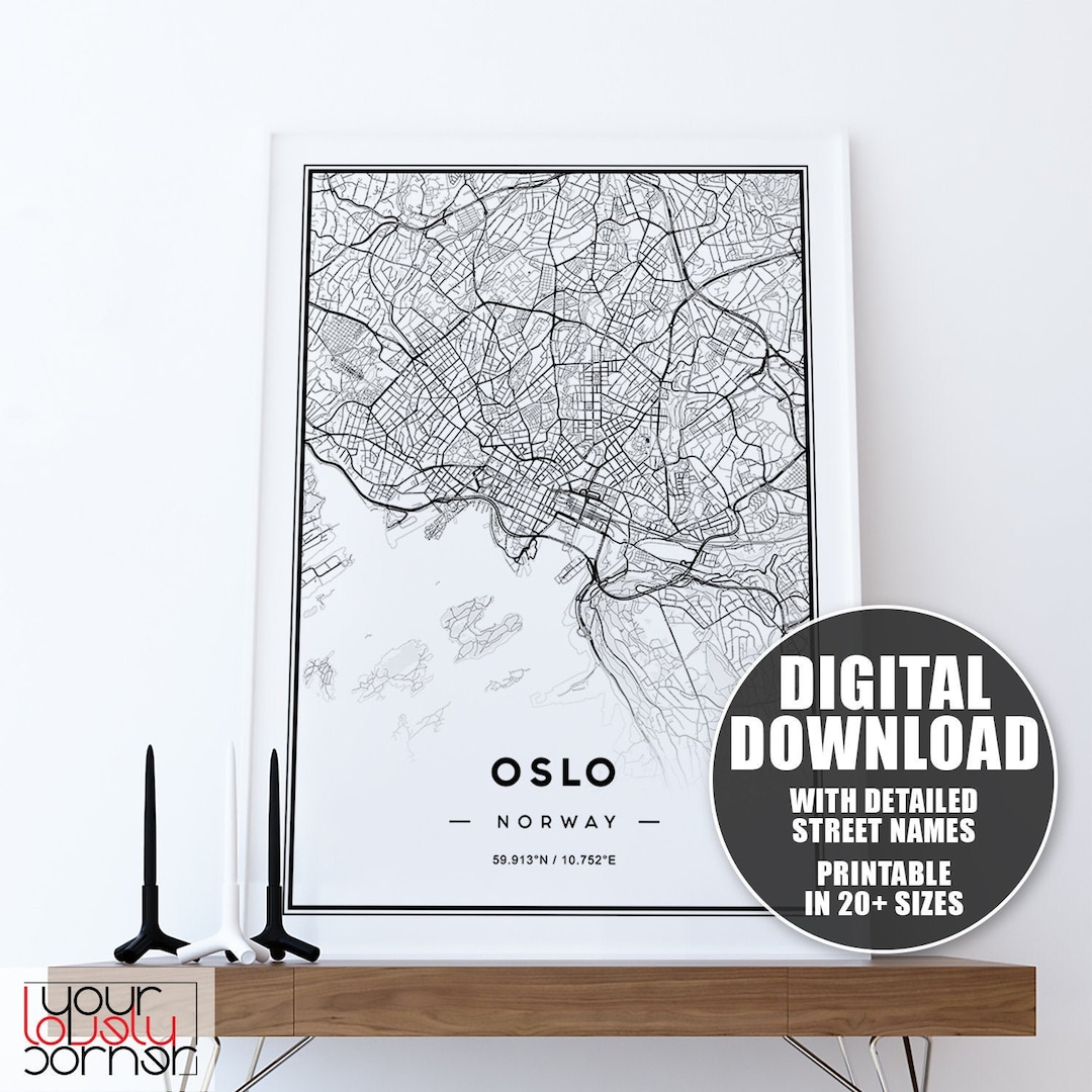 Oslo Map Print, Oslo Map Gift, Oslo City Map Print, Oslo Map Art ...
