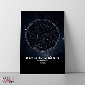 Star Map by Date Print, Night Sky Print, First Anniversary Gift, Custom ...