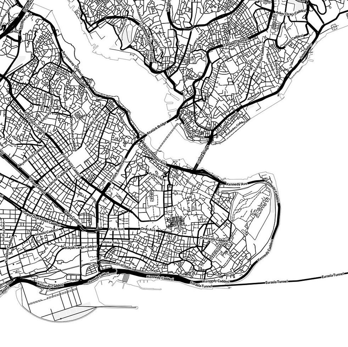 Istanbul Map Print Istanbul Map Gift Istanbul Map Art | Etsy