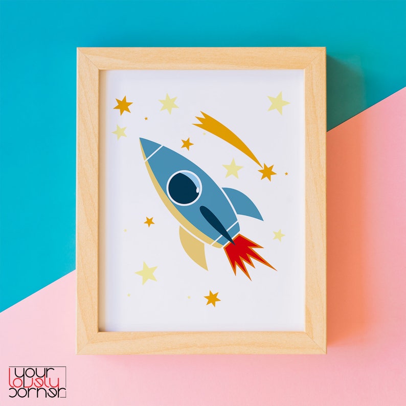 Outer Space Nursery Wall Art Rocket Ship Set of 2 Kids - Etsy