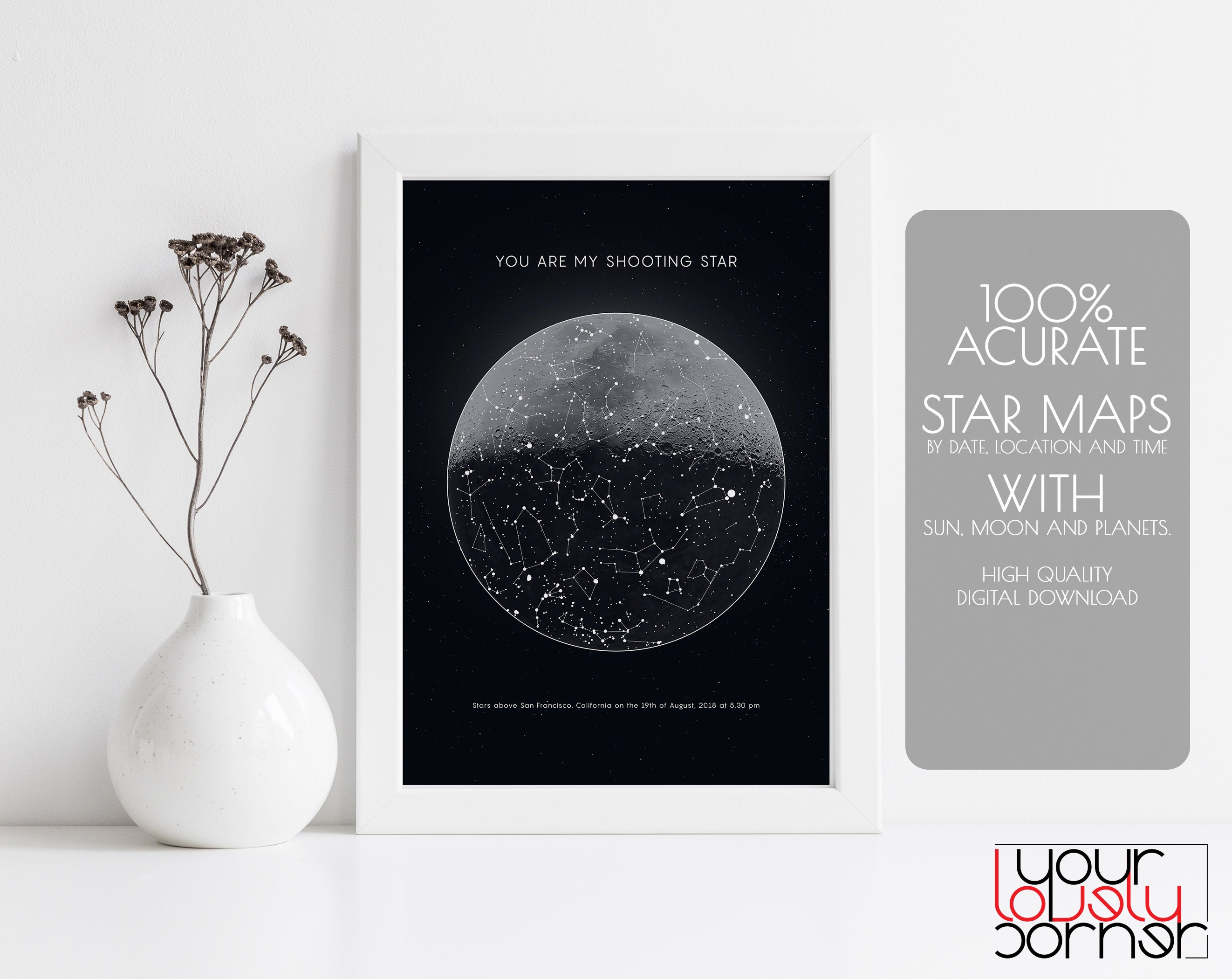 Custom Star Map Digital Print Star Map by Date Printable - Etsy