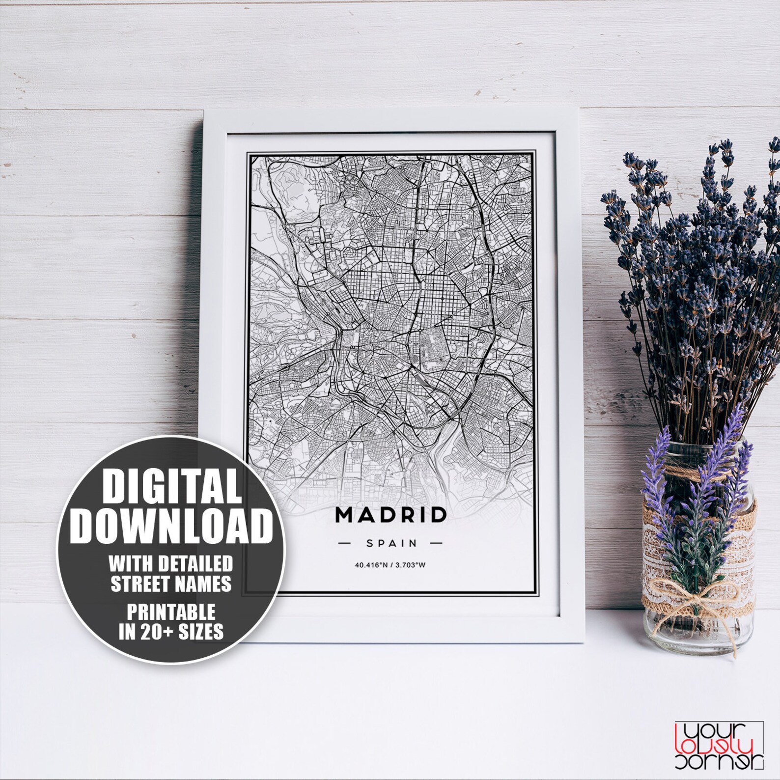 Madrid Map Print Printable Map of Madrid Madrid City Map | Etsy