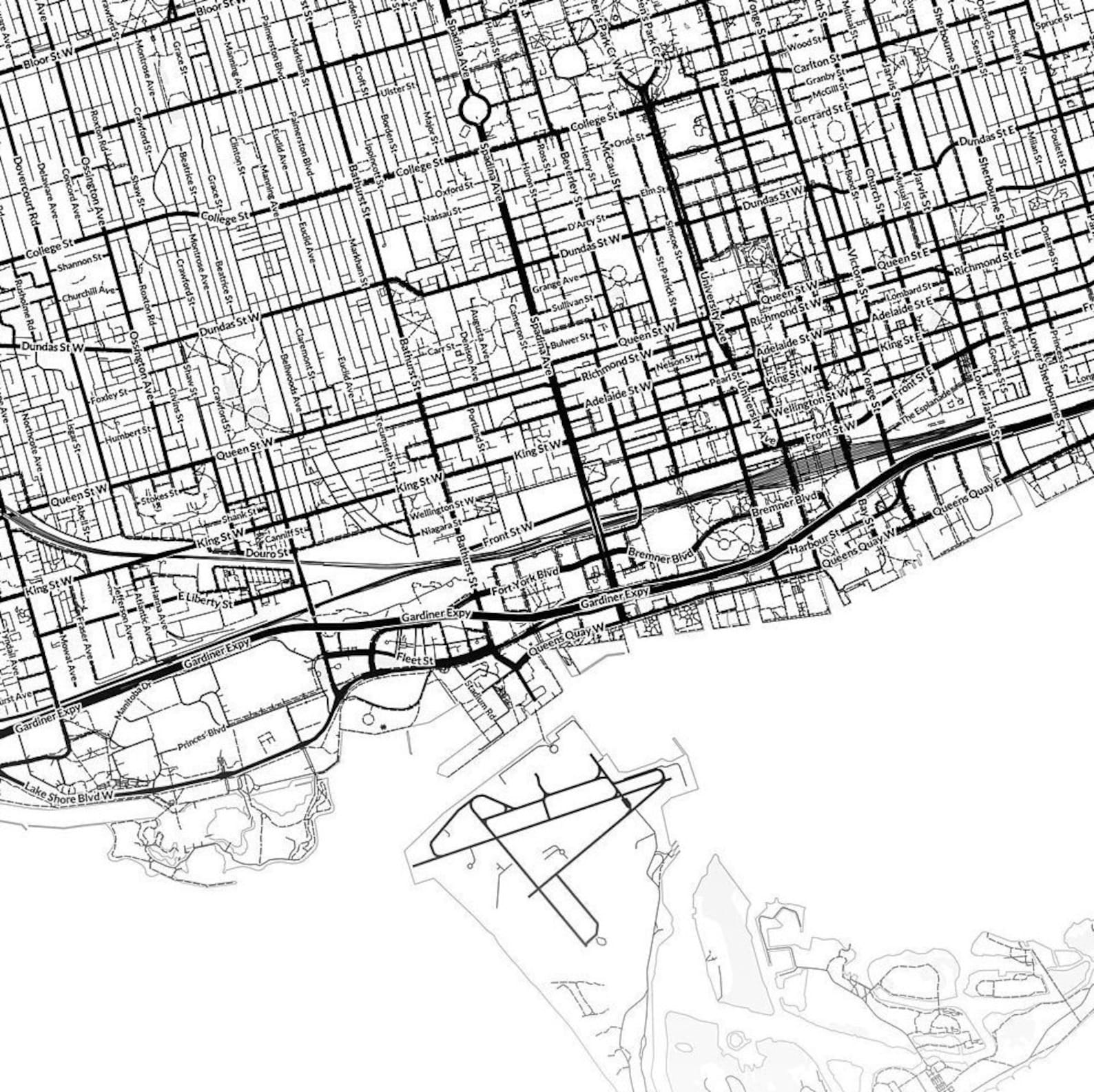 Toronto Map Print Printable Map of Toronto Wall Art Toronto | Etsy