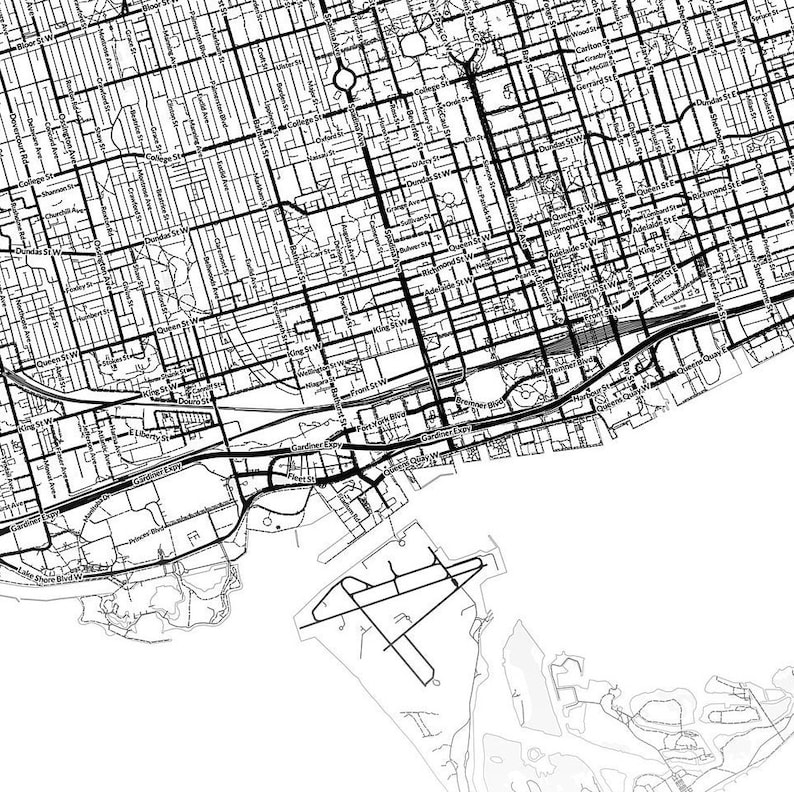 Toronto Map Print Printable Map of Toronto Wall Art Toronto | Etsy