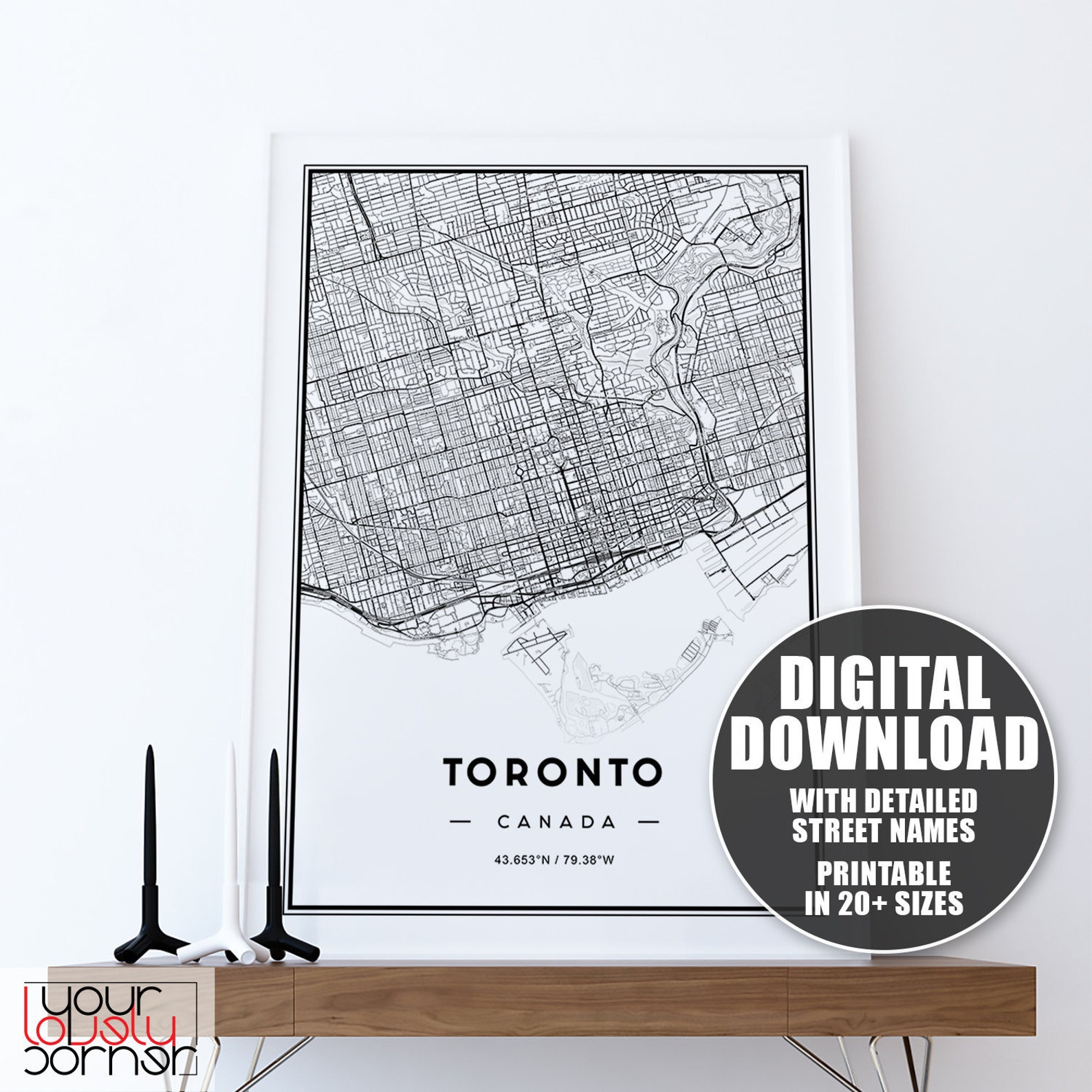 Toronto Map Print Printable Map of Toronto Wall Art Toronto | Etsy