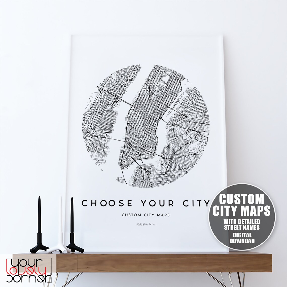 Custom City Map Custom Map Print Personalized Map Custom | Etsy