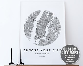 Personalized City Map, Custom City Map, Custom Map Gift, Custom Map ...