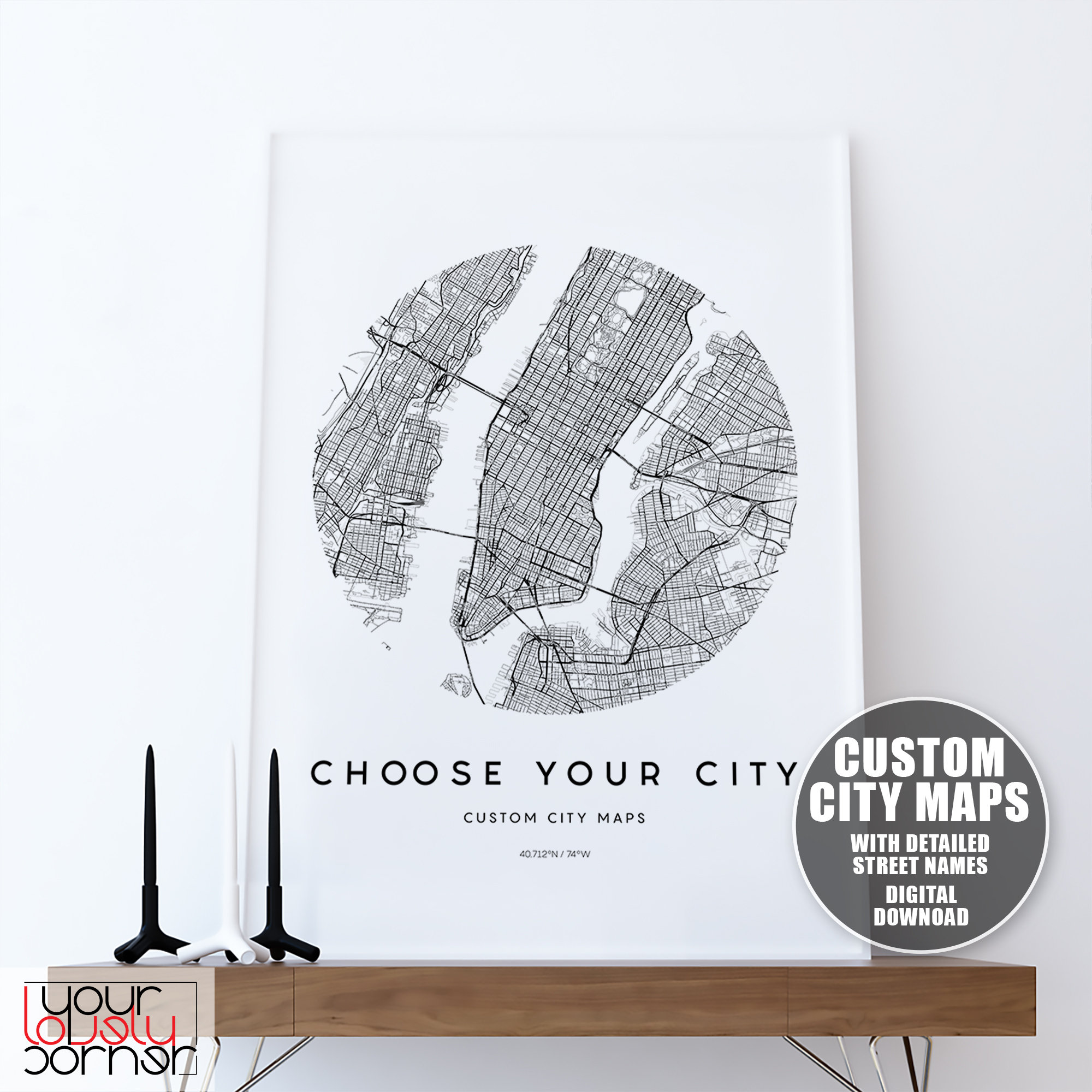 Custom City Map Custom Map Print Personalized Map Custom | Etsy