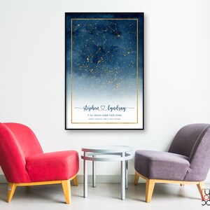 Personalized Star Map Print DIGITAL, Custom Star Map by Date, Night Sky ...