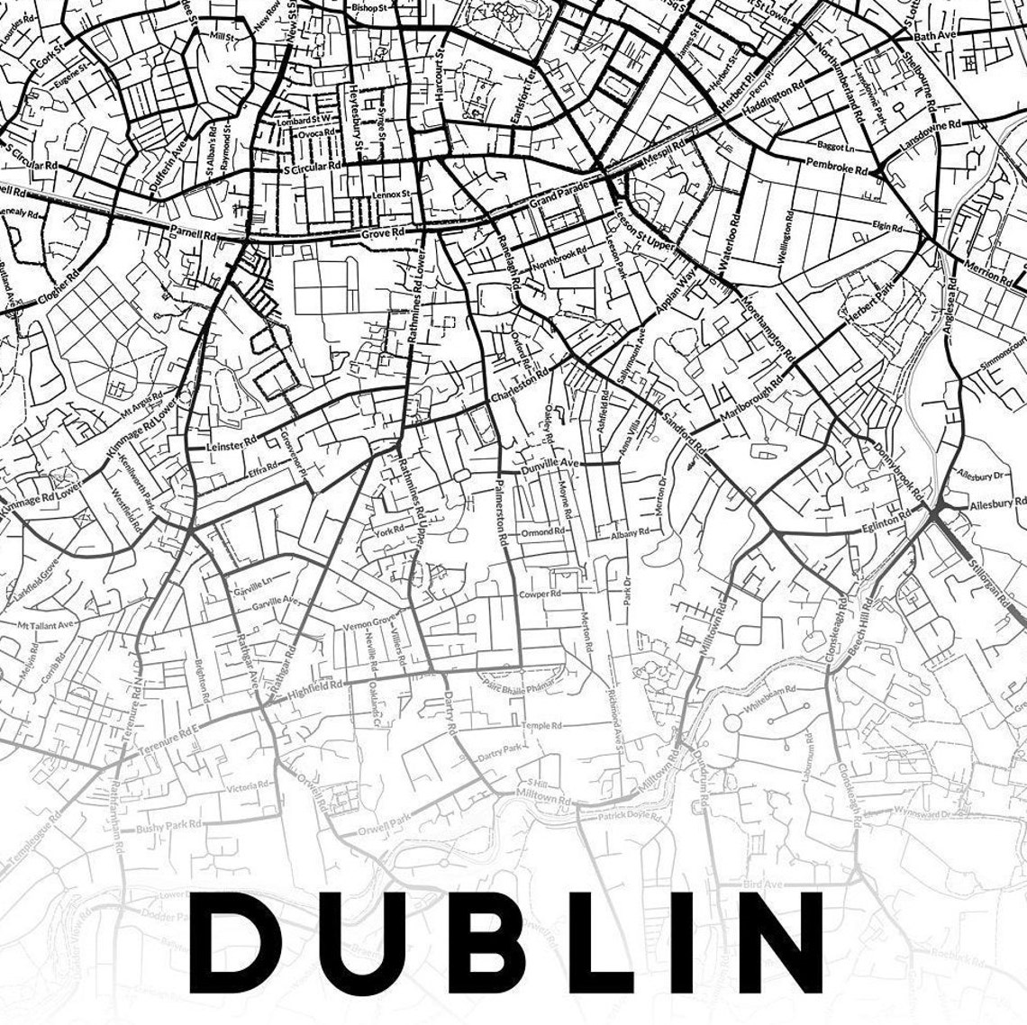 Dublin Map Print Dublin Ireland Map Dublin City Map Print - Etsy