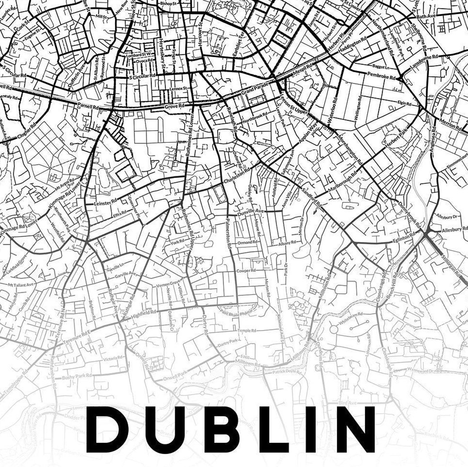 Dublin Map Print Dublin Ireland Map Dublin City Map Print - Etsy