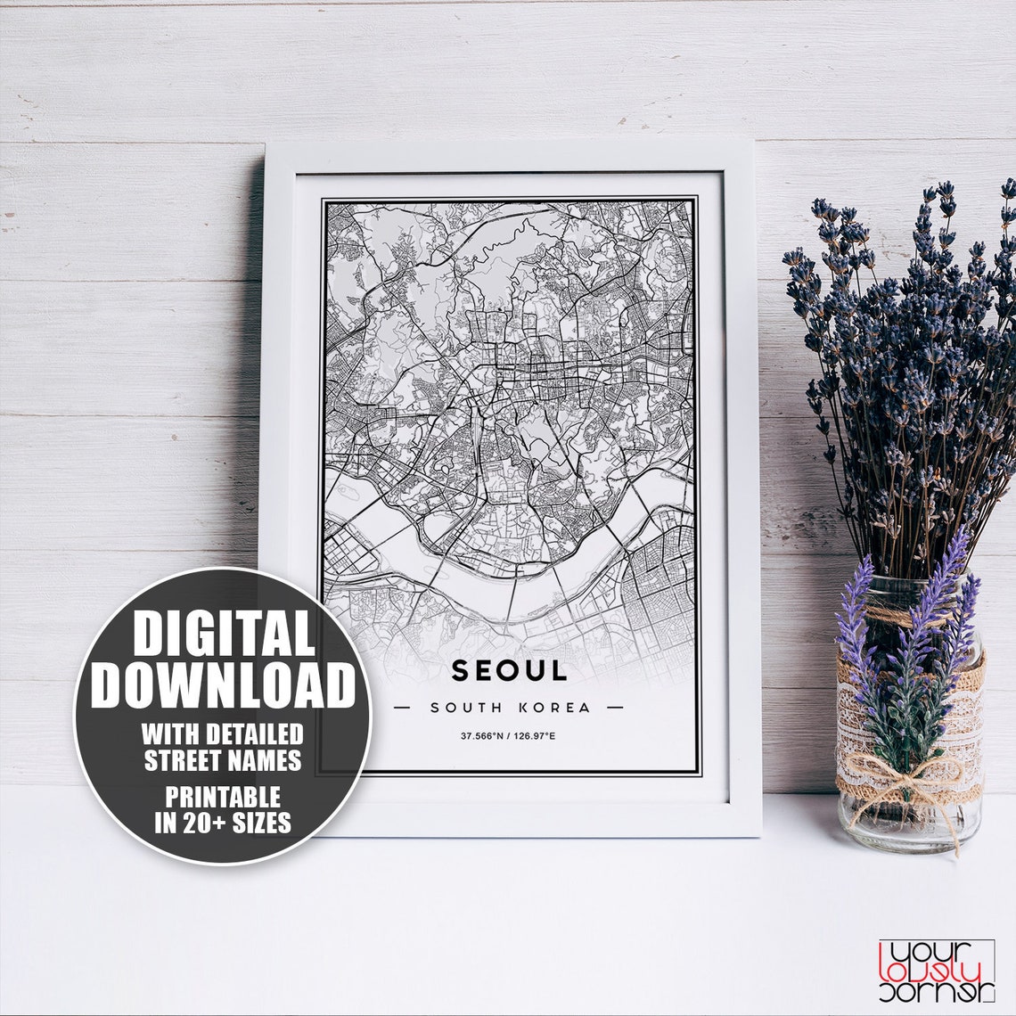 Seoul Map Print Seoul Maps Art Printable Map of Seoul Wall | Etsy